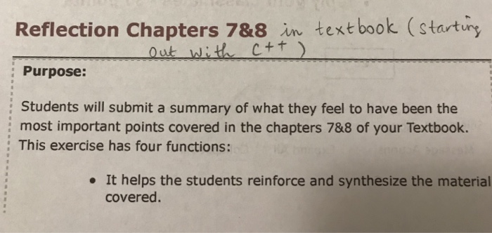 Reflection Chapters 7&8 in textbook (startury | Chegg.com