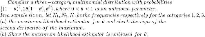 Solved Consider a three-category multinomial distribution | Chegg.com