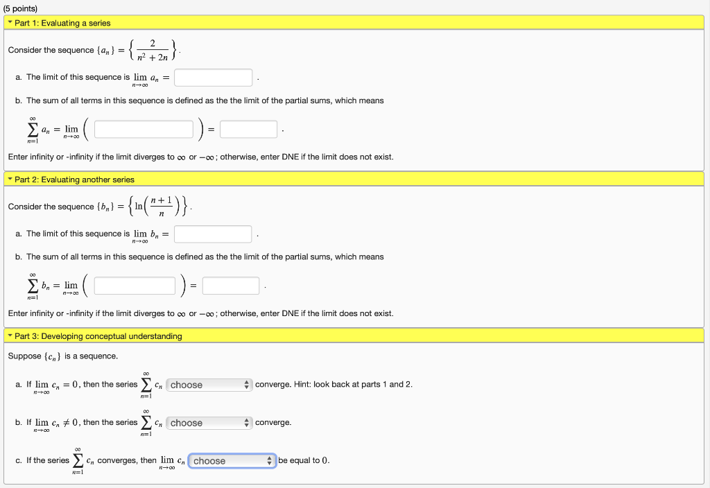 Consider the sequence {an}={n2+2n2} a. The limit of | Chegg.com