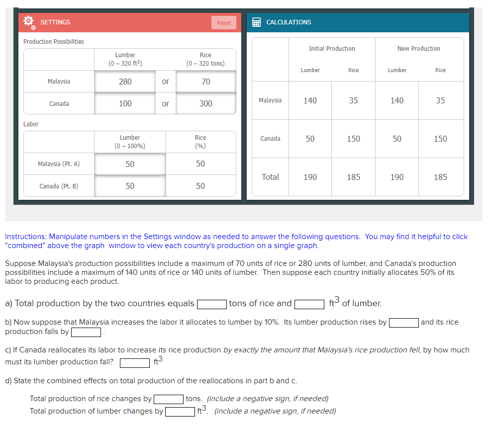 Solved Production Possibilities Labor Instructions: | Chegg.com