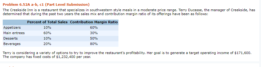Solved Problem 6.52A a-b, c1 (Part Level Submission) The | Chegg.com