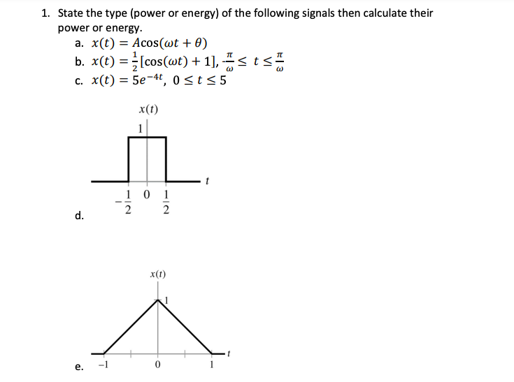 Solved 1. State the type (power or energy) of the following | Chegg.com