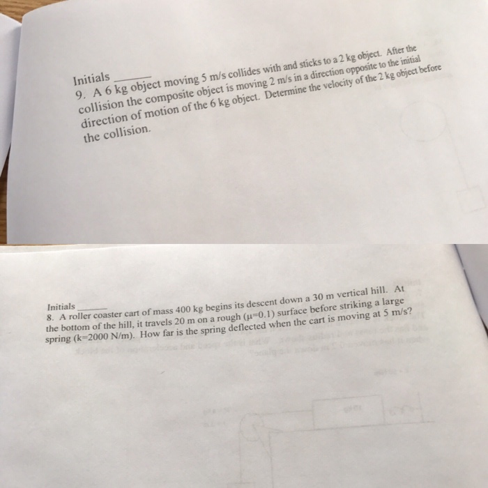 Solved Initials 9 A 6 Kg Object Moving 5 M S Collides With
