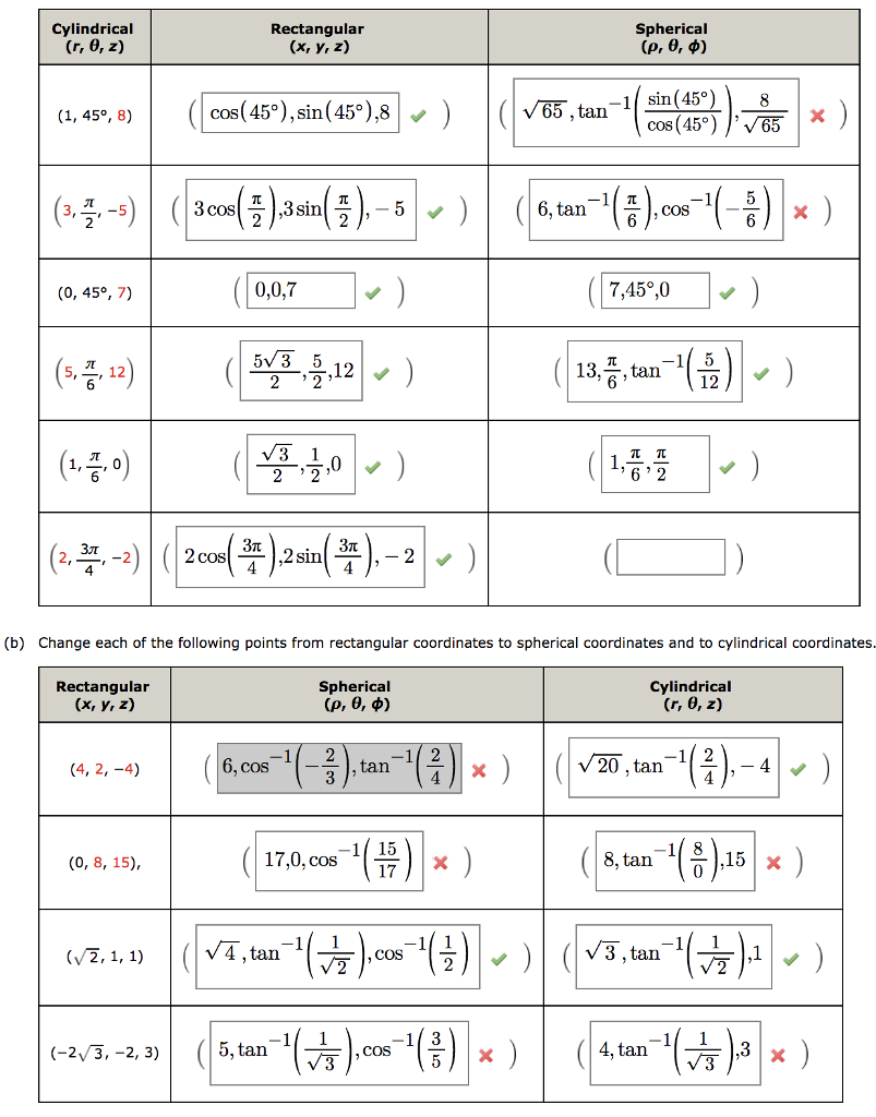 Solved Cylindrical (r, θ, z) Rectangular (x, V, z) Spherical | Chegg.com