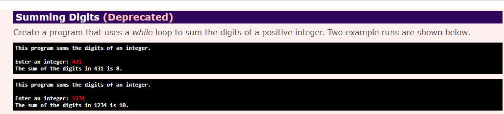 Solved Summing Digits (Deprecated) Create a program that | Chegg.com Solved Summing Digits (Deprecated) Create a program that | Chegg.com