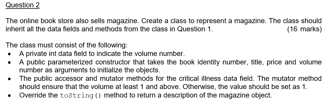 Solved Question 2 The online book store also sells magazine. | Chegg.com