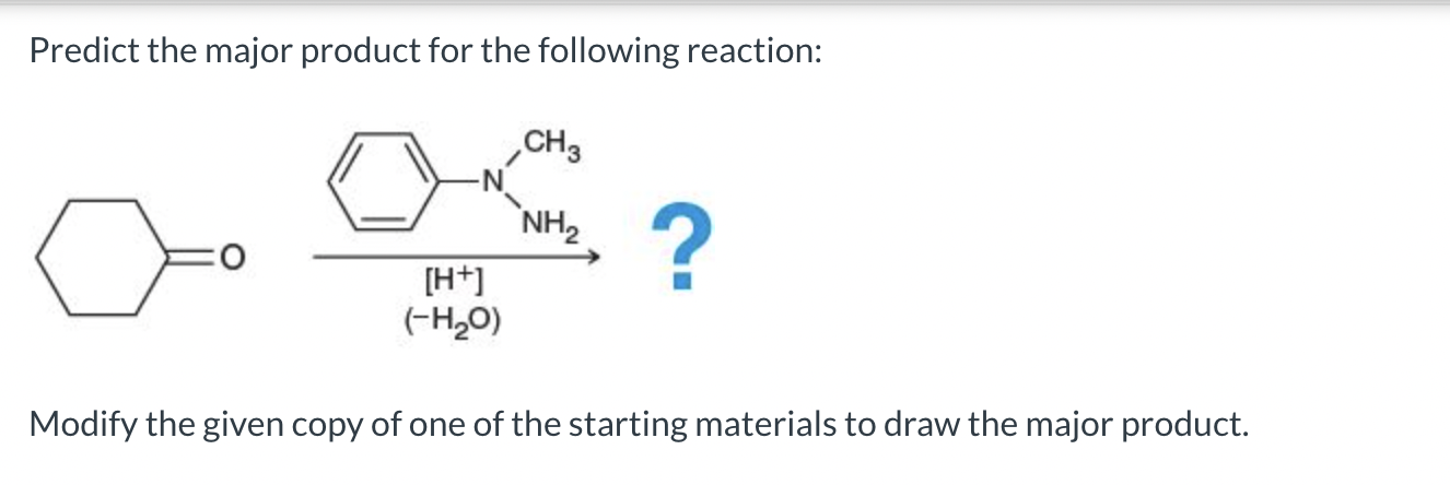 Solved Predict the major product for the following reaction: | Chegg.com