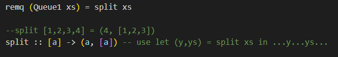Solved remq ( Queue1 xs)= split x s --split | Chegg.com