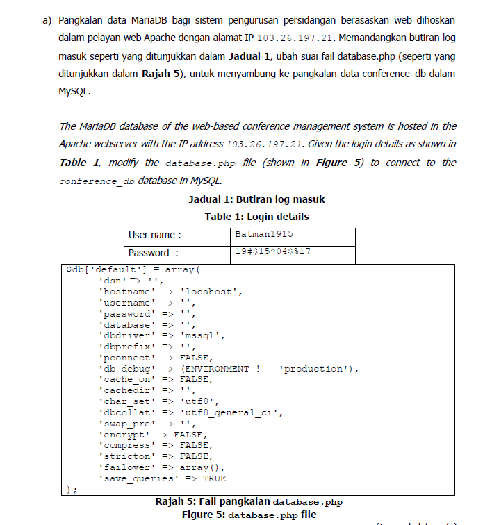 Solved a) Pangkalan data MariaDB bagi sistem pengurusan | Chegg.com