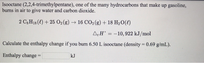 Solved Isooctane (2,2,4-trimethylpentane), one of the many | Chegg.com