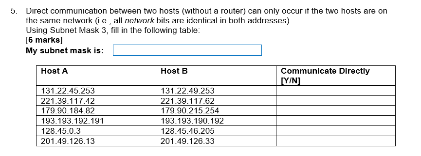Solved 5. Direct communication between two hosts (without a | Chegg.com