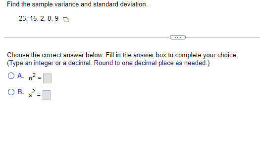 Solved Find the sample variance and standard deviation. 23, | Chegg.com