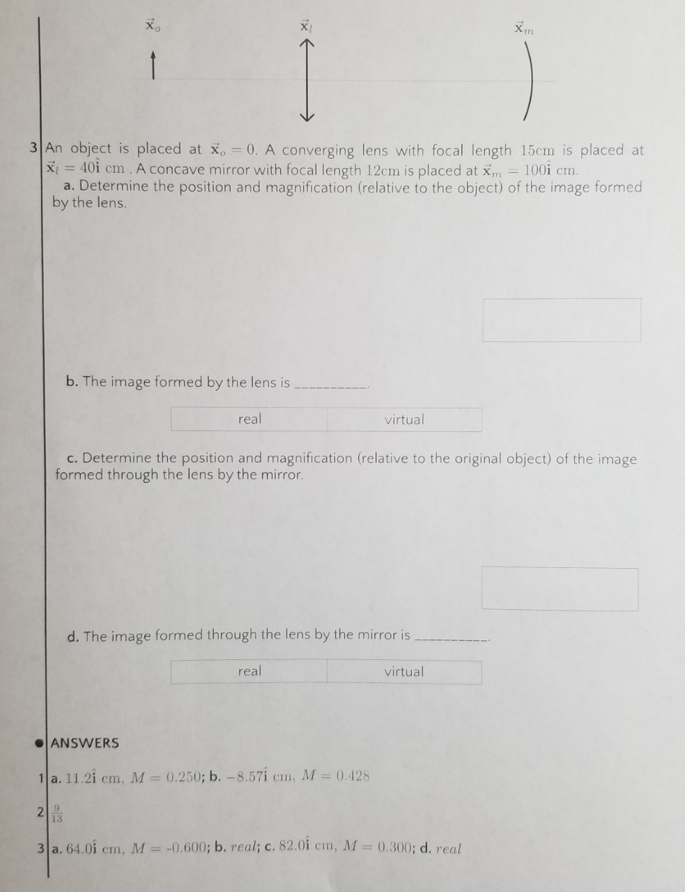 Solved (hw16 Trig Physics Optics Name: Show your work | Chegg.com