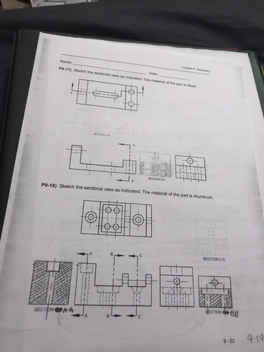 Solved Sketch the sectional view SECTION AA SECTION 88 etch | Chegg.com