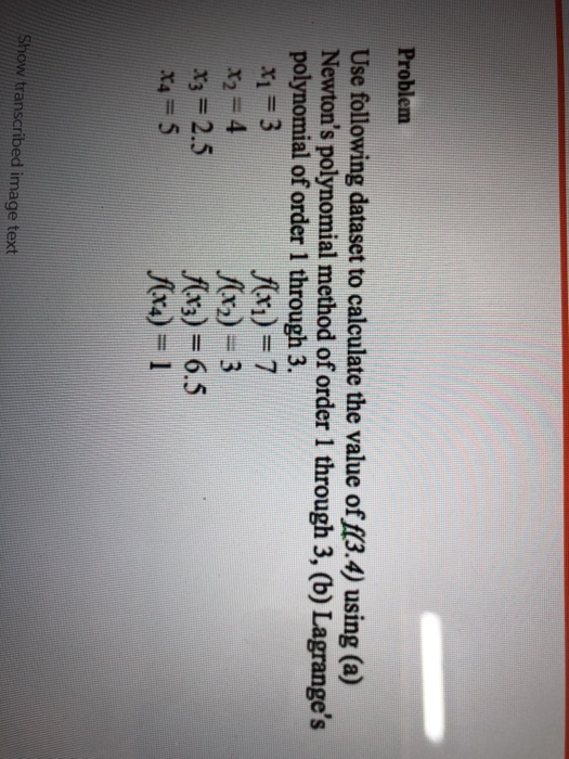 Solved Problem Use following dataset to calculate the value | Chegg.com