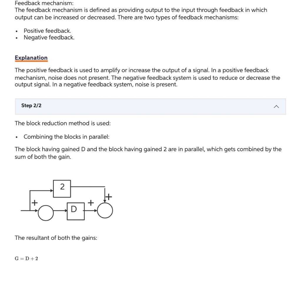 Solved Feedback mechanism: The feedback mechanism is defined | Chegg.com