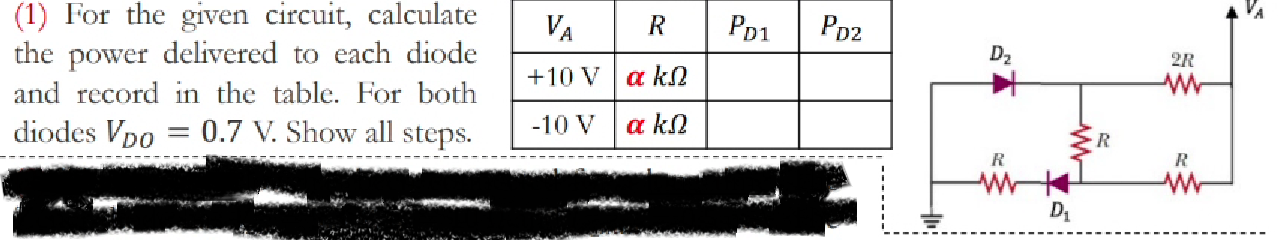 Solved (1) For the given circuit, calculate the power | Chegg.com