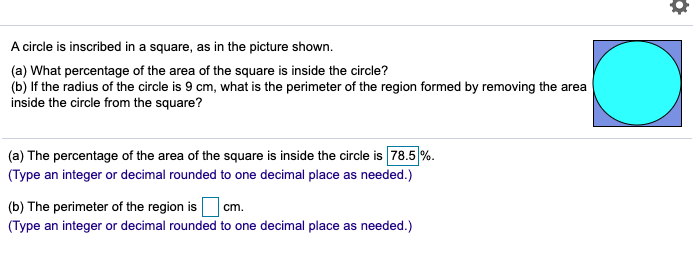 Solved A circle is inscribed in a square, as in the picture | Chegg.com