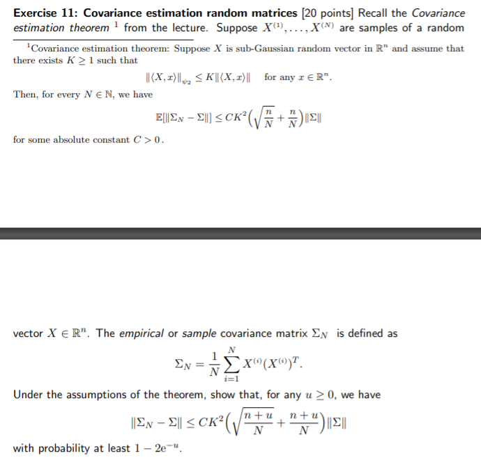 Exercise 11: Covariance estimation random matrices | Chegg.com