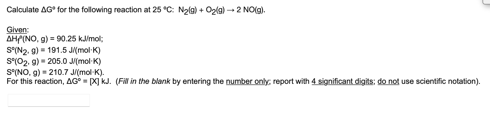 Solved Calculate Agº For The Following Reaction At 25 °c