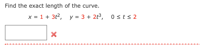 Solved Find the exact length of the curve. x = 1 + 3t2, y = | Chegg.com
