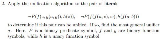 Solved Apply The Unification Algorithm To The Pair Of