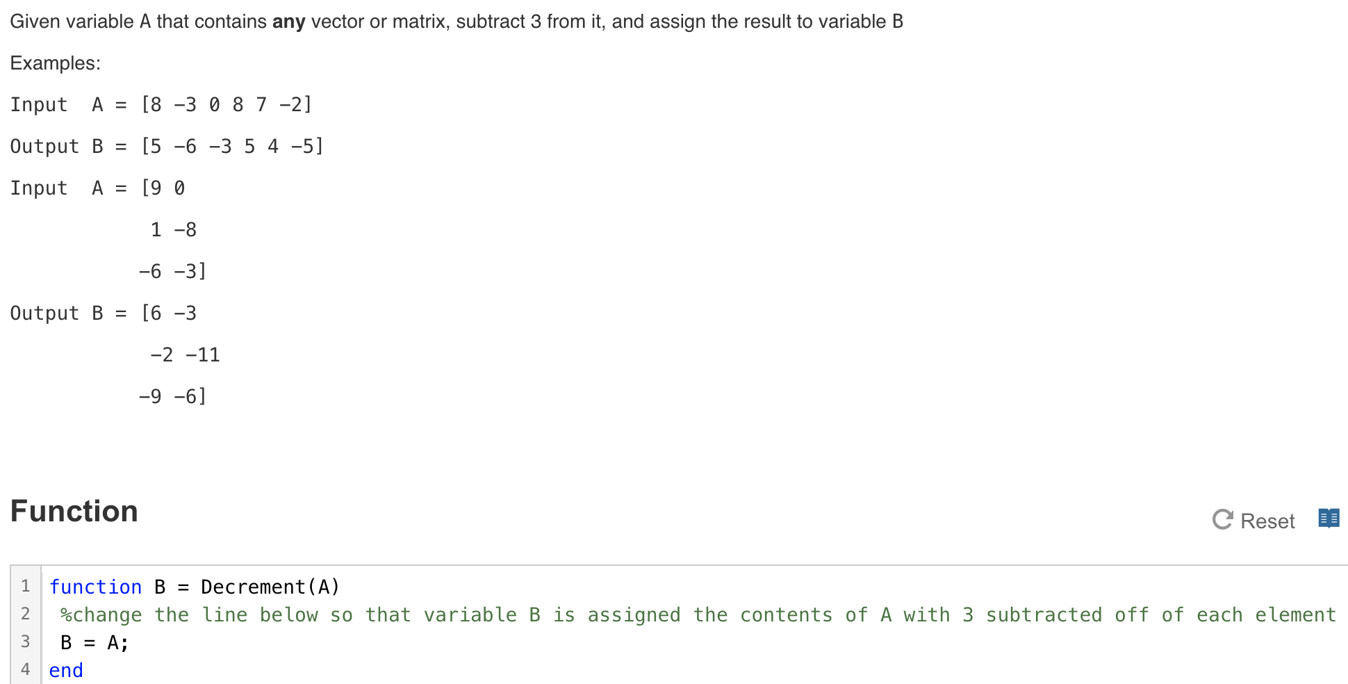 Solved Given Variable A That Contains Any Vector Or Matrix 