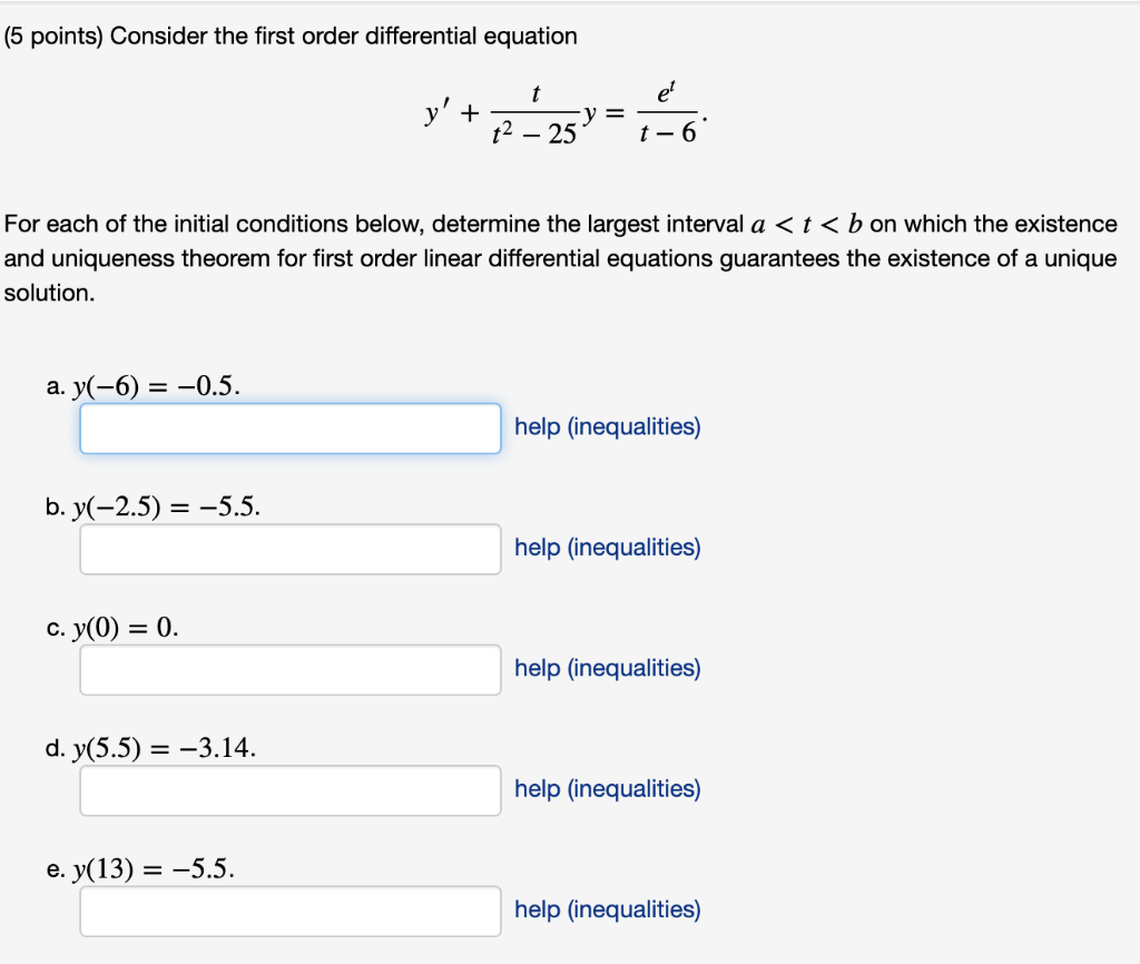 Solved (5 points) Consider the first order differential | Chegg.com