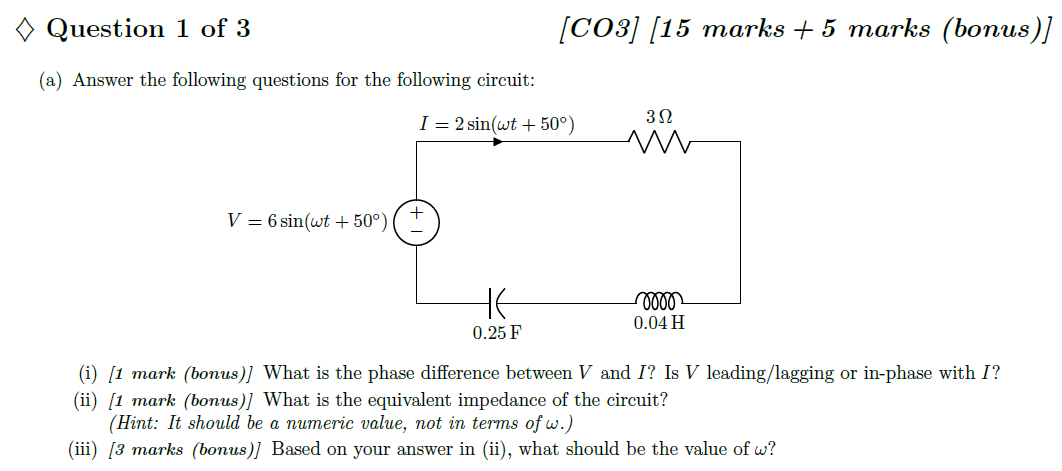 Solved Question 1 ﻿of 3 ﻿[CO3] [15 ﻿marks + 5 ﻿marks | Chegg.com