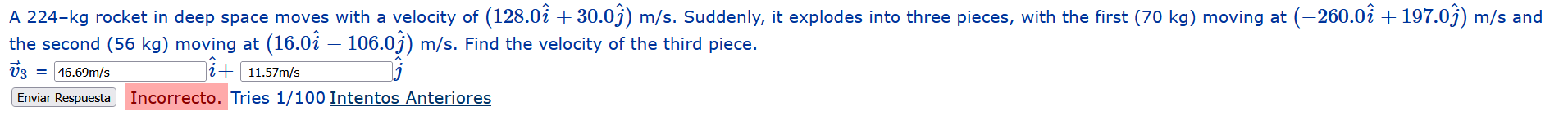 Solved A 224−kg rocket in deep space moves with a velocity | Chegg.com