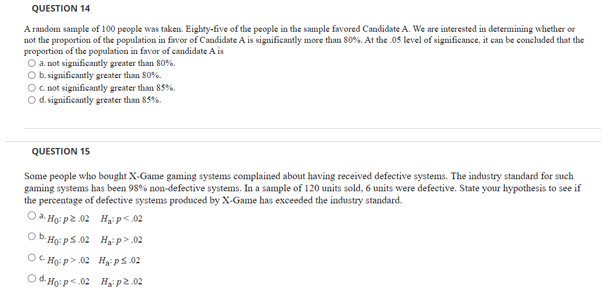 Solved A random sample of 100 people was taken. Eighty-five | Chegg.com