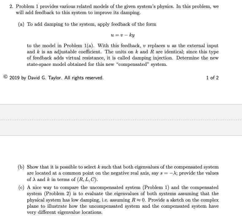 Solved 1 Consider The Electrical System Shown Below For