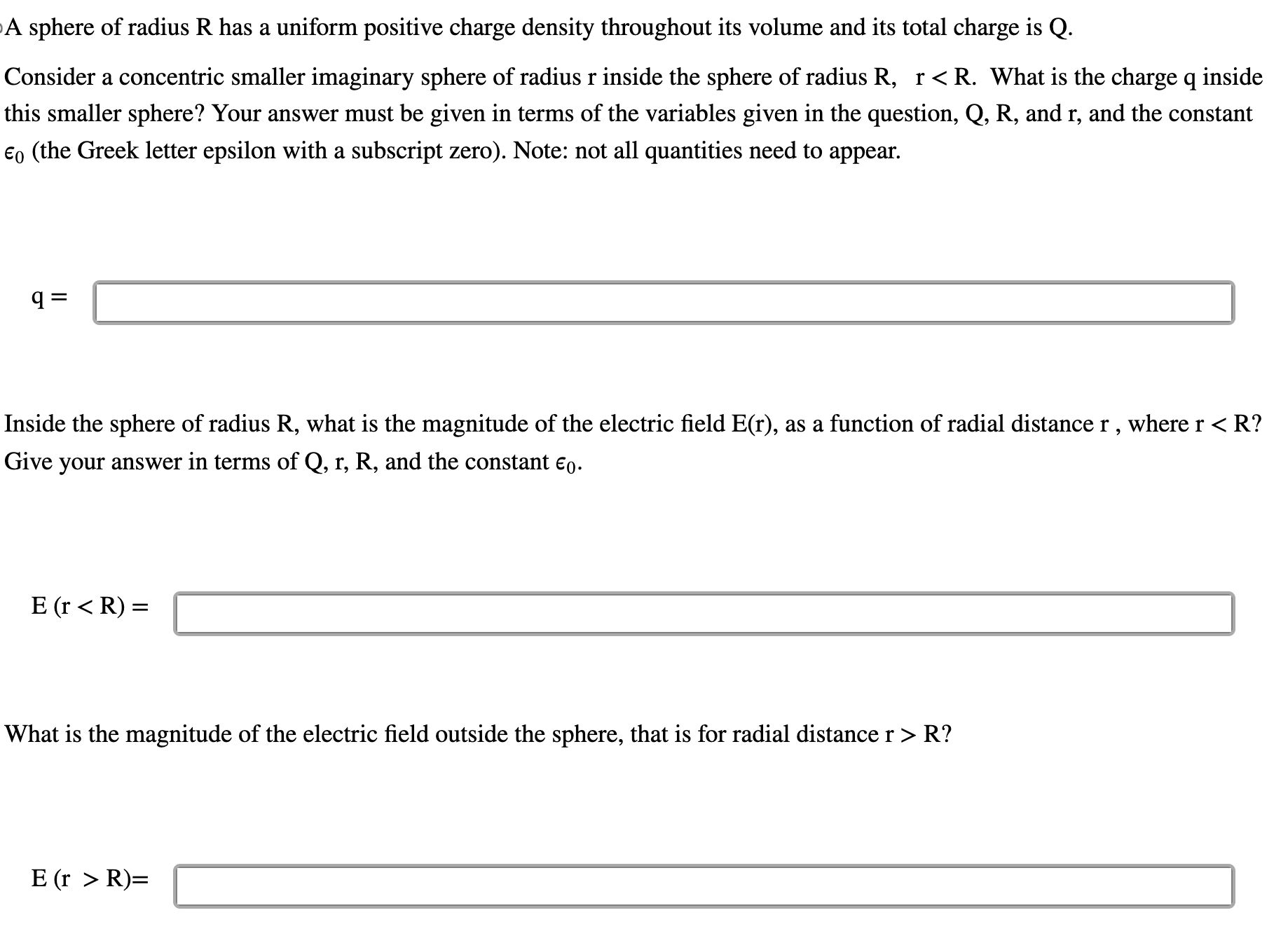 Solved A sphere of radius R has a uniform positive charge | Chegg.com
