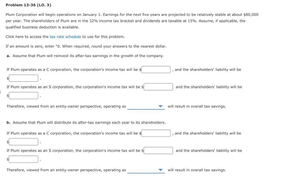Solved Problem 13-36 (LO. 3) Plum Corporation will begin | Chegg.com