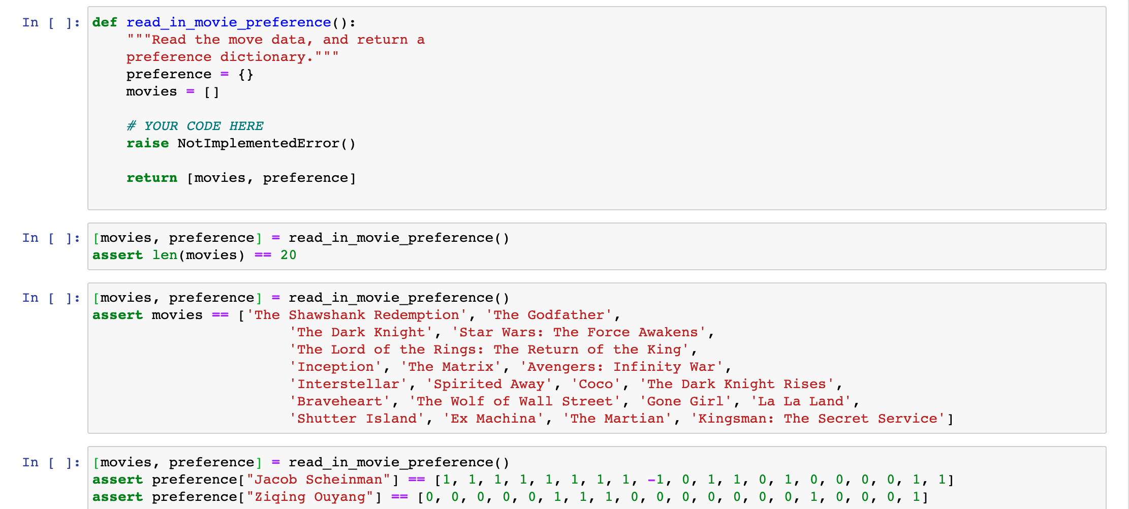 Solved Movie preference & soulmate generator in | Chegg.com