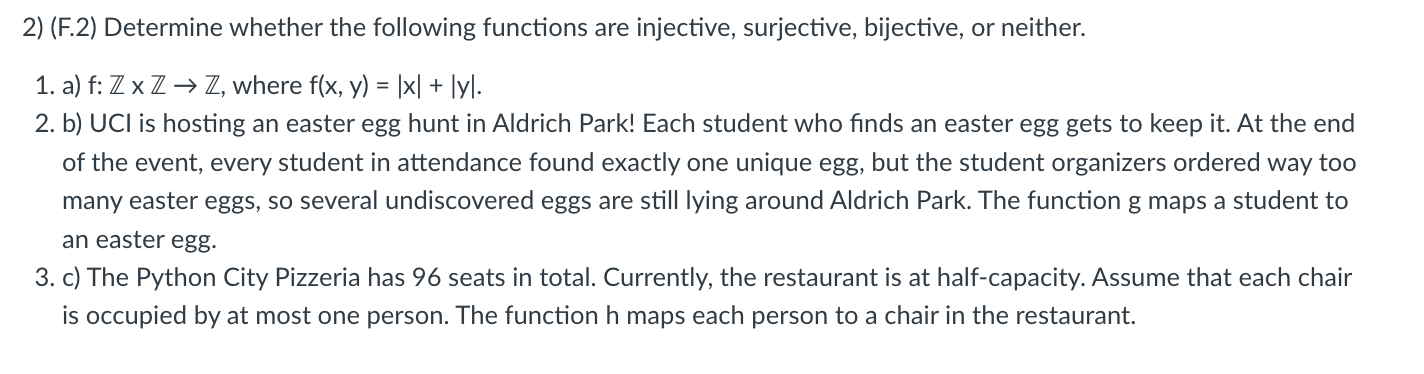 Solved 2) (F.2) Determine whether the following functions | Chegg.com