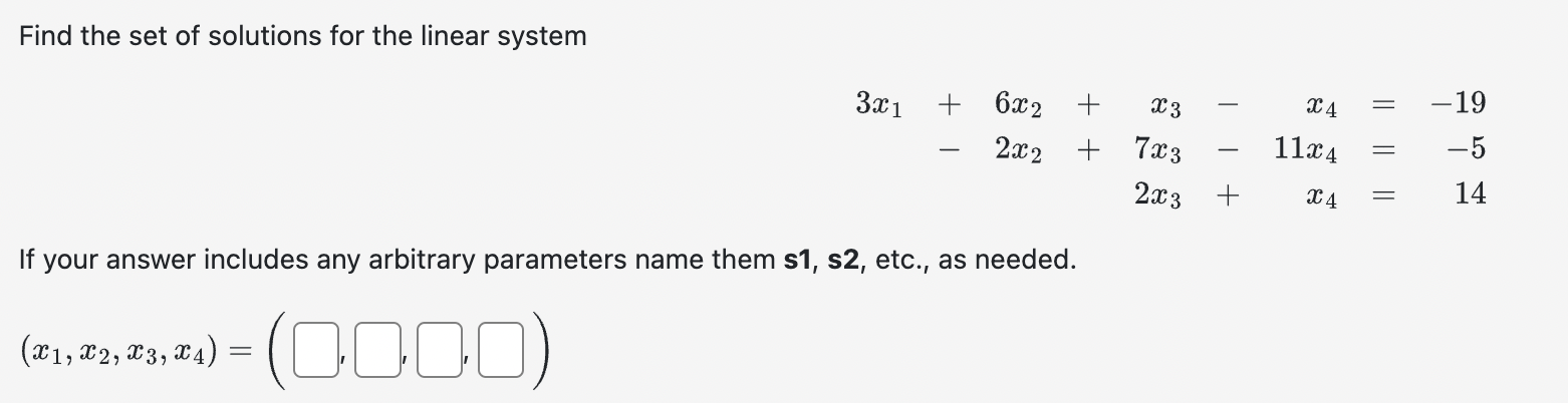 Solved Find the set of solutions for the linear system | Chegg.com