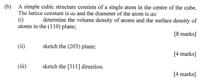 [Solved]: (b) A simple cubic structure consists of a singl