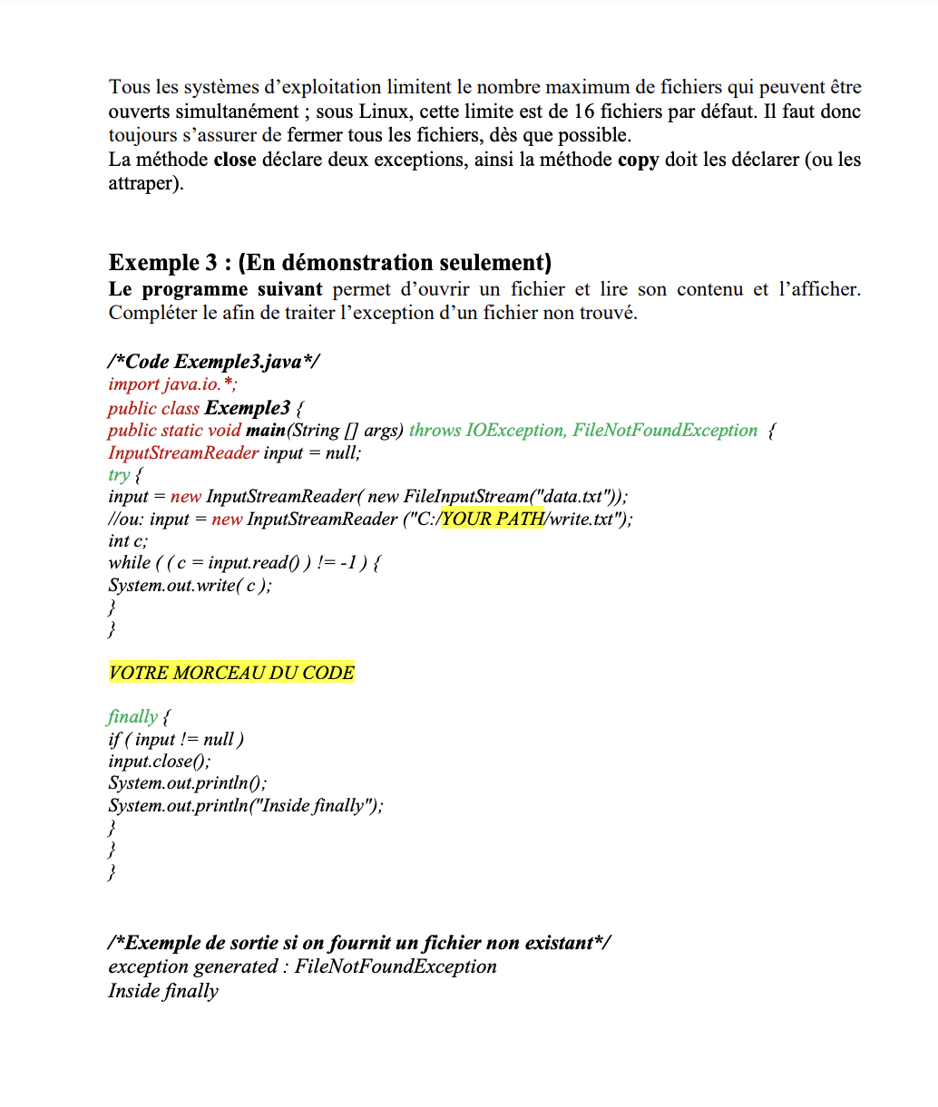Le programme EX1. java ci-joint consiste à lire les | Chegg.com