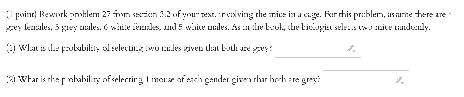Solved (1 point) Rework problem 27 from section 3.2 of your | Chegg.com