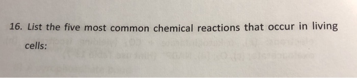 Solved 16. List the five most common chemical reactions that | Chegg.com
