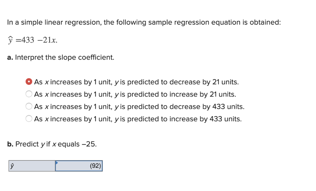 Solved In a simple linear regression, the following sample | Chegg.com