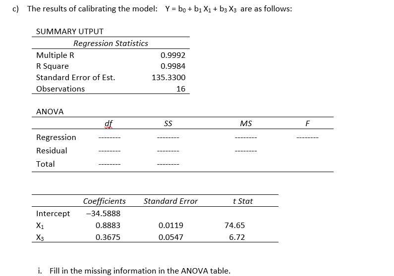 Solved c) The results of calibrating the model: | Chegg.com