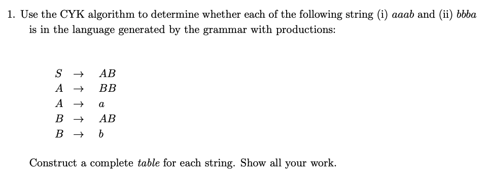 Solved Use The Cyk Algorithm To Determine Whether Each Of 