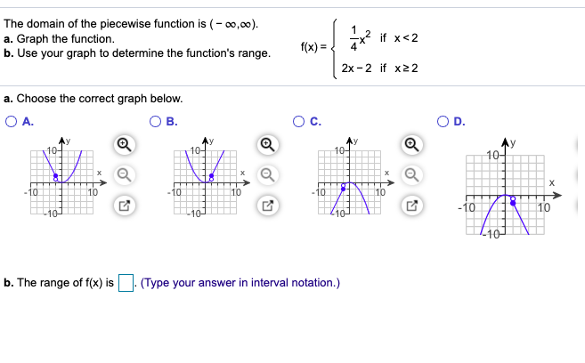 Solved The domain of the piecewise function is (-00,00). a. | Chegg.com