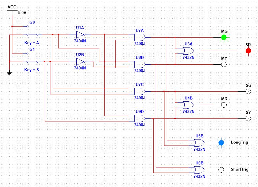Solved VCC 5.0V GO U1A UZA MG 7404N 7408J U3A Key = A G1 SR | Chegg.com