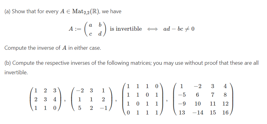 Solved (a) Show that for every A∈Mat2,2(R)A∈Mat2,2(R), we | Chegg.com
