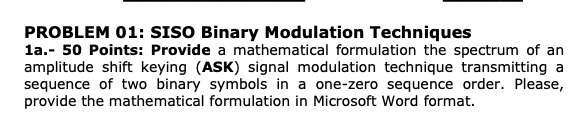 Solved Binary Modulation Techniques1a.- 50 ﻿Points: Provide | Chegg.com