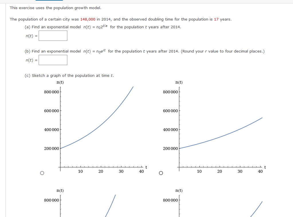 Solved This exercise uses the population growth model. The | Chegg.com