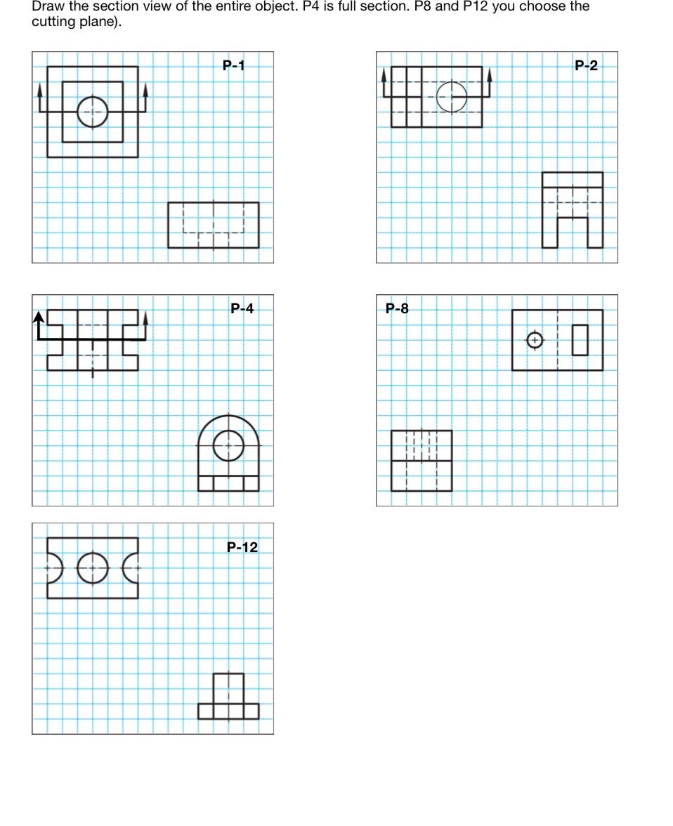 Solved Draw the section view of the entire object. P4 is | Chegg.com